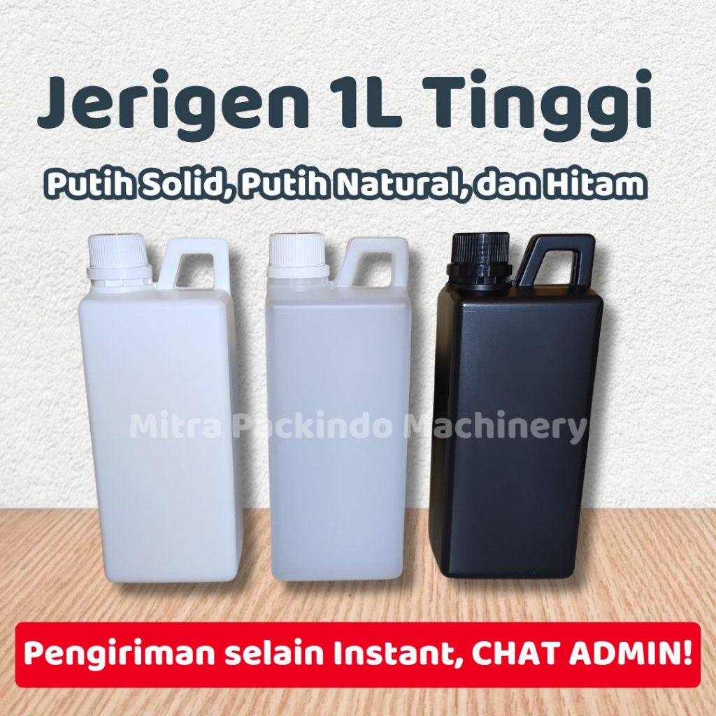 Jual Jerigen Tinggi HDPE Putih Hitam 1000ml 1L 1Liter / Jirigen 1000 ml ...