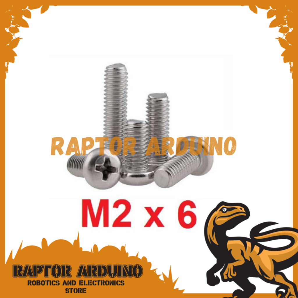 Jual Baut 2mm M2x6 M2 2x6mm Round besi metal Screw Round 6mm M2 ...