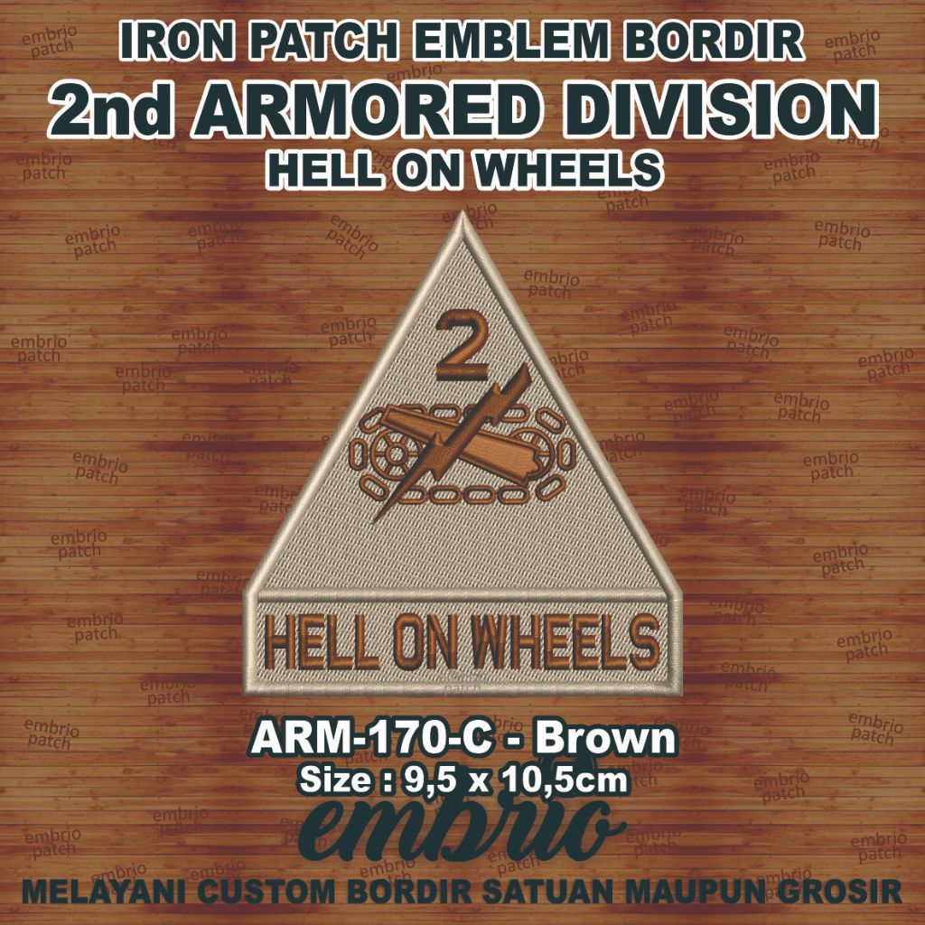 Jual ARM-170-C Patch HELL ON WHEELS 2nd ARMORED DIVISION 2 WWII Tank US ARMY Military Patches ...