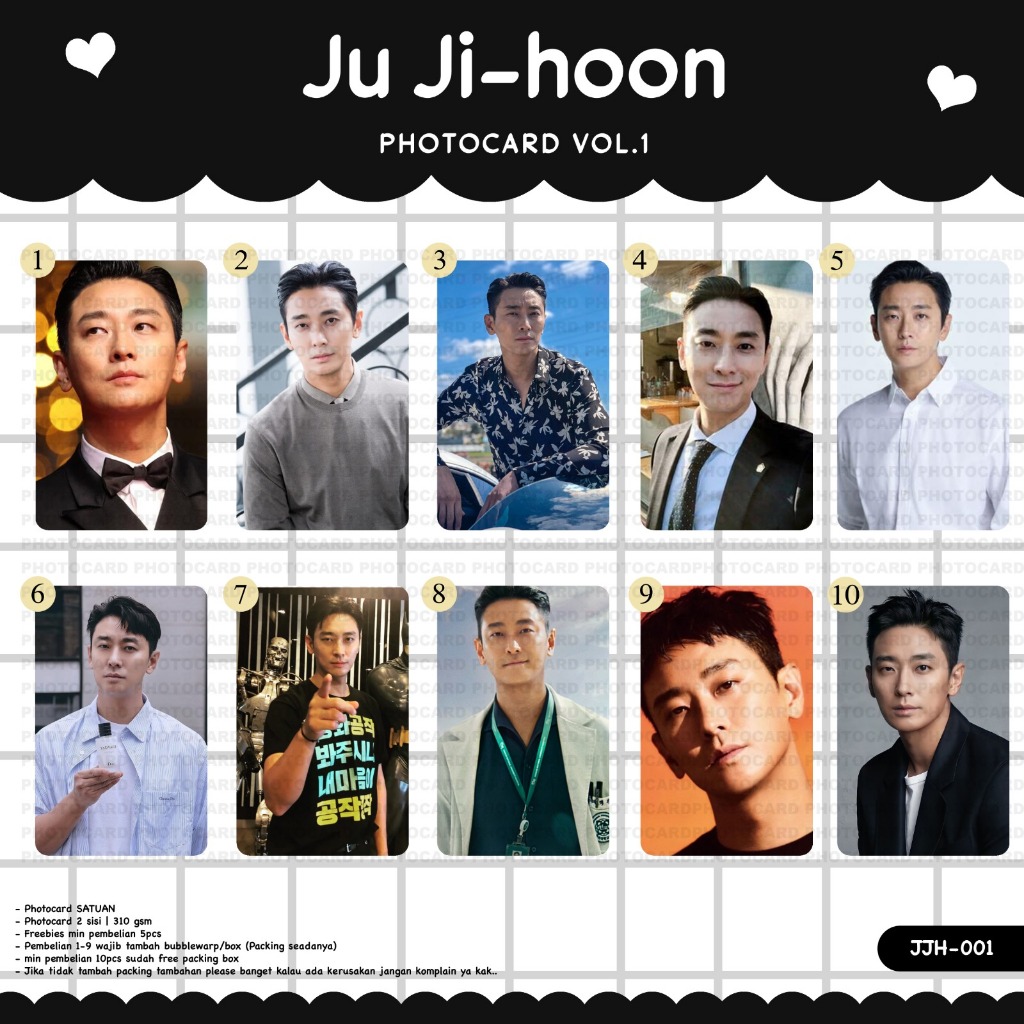 Jual (PC) PHOTOCARD AKTOR JU JI HOON VOL.1 UNOFFICIAL 2 SISI LAMINASI GLOSSY DEPAN BELAKANG ...