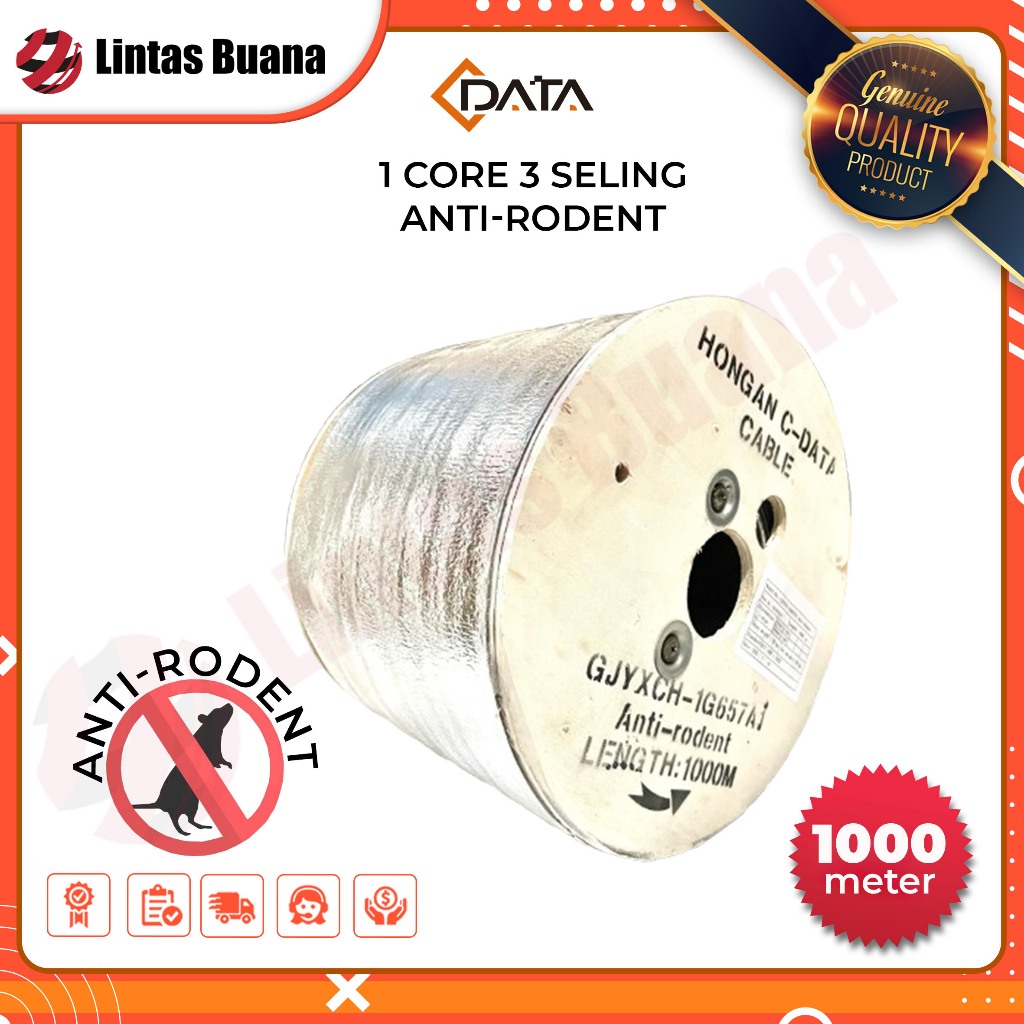 Jual C-DATA Kabel Dropcore 1 core 3 seling 1000 meter ANTIRODENT CDATA ...