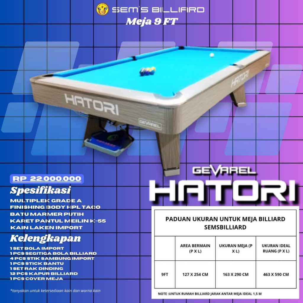 Jual Meja Billiard Gevarel Hatori 9 ft - Meja Billiard - Pool Table ...