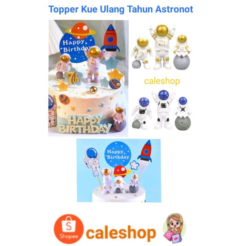 Jual Topper hiasan kue ulang tahun Astronot (1 set isi 3 pcs) | Shopee ...