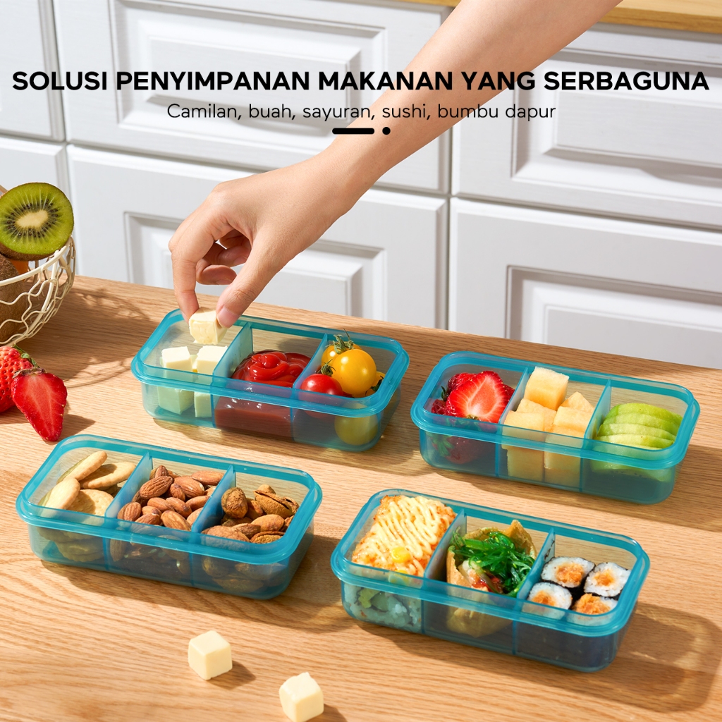 Jual ecentio Kotak Bekal Makan Siang 420ml Anti Tumpah Food Container 3 ...