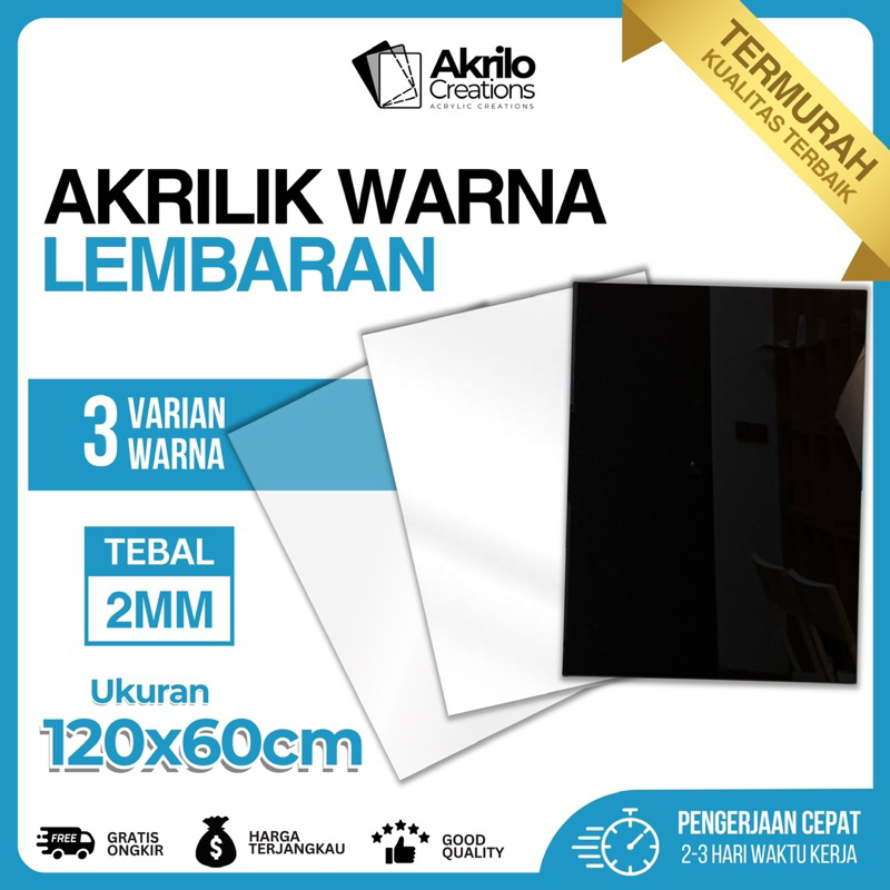 Jual Akrilik Lembaran 120x60CM 2mm 3mm 5mm | Lembaran Acrylic Bening Putih Hitam 60x120 CM ...