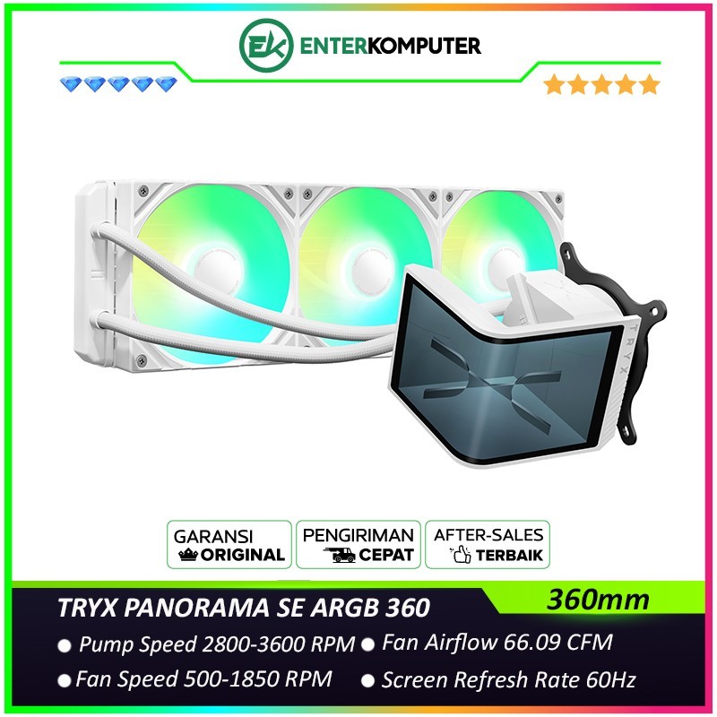 Jual TRYX PANORAMA SE ARGB 360 WHITE Rotatable AMOLED Screen Liquid Cooler | Shopee Indonesia