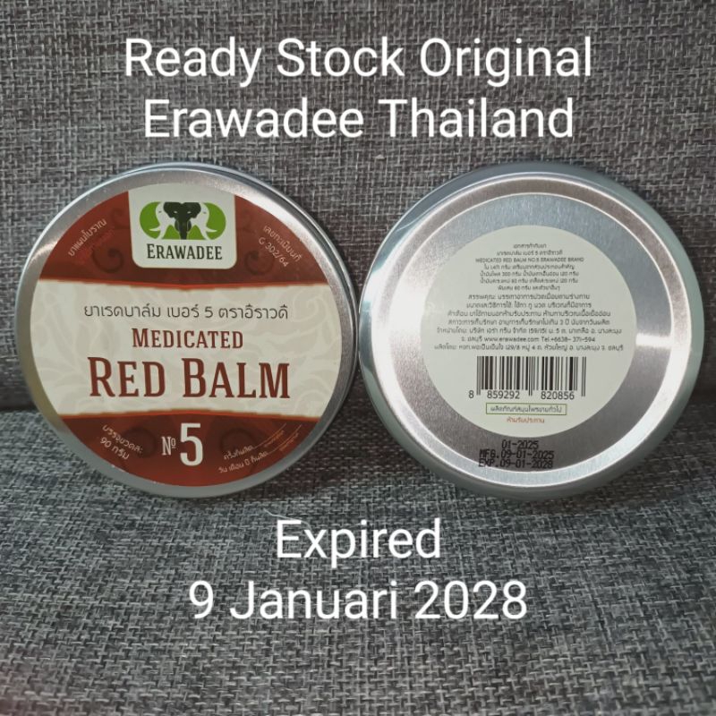 Jual Erawadee 5 Medicated Red Balm Ya Mong Dang Original Thailand ...