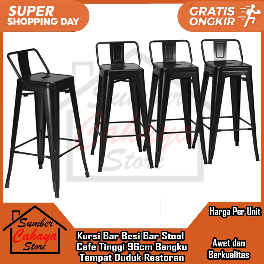 Jual [Instant] Kursi Bar Besi Bar Stool Cafe Tinggi 96cm Bangku Tempat ...