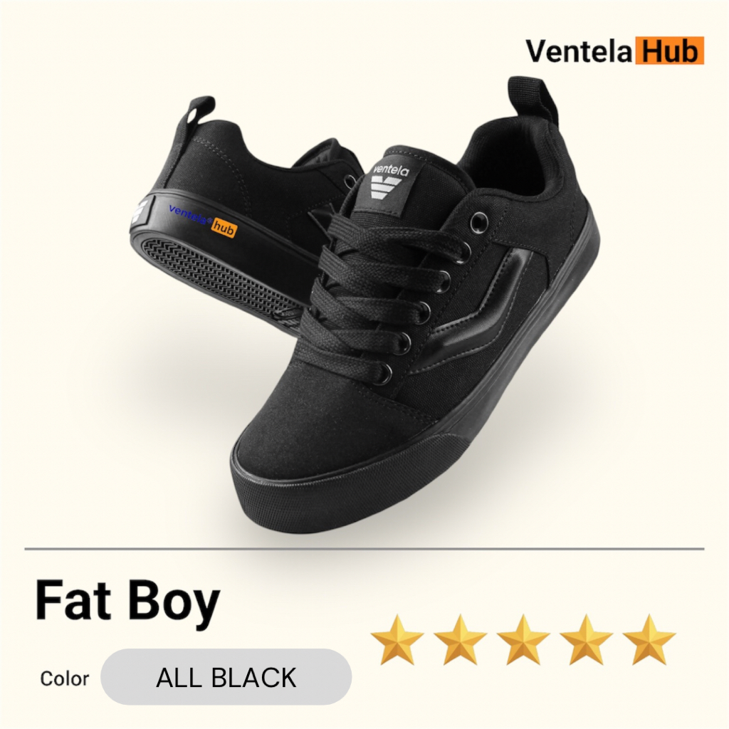 Jual Ventela Fatboy Low All Black | Sepatu Sekolah Sneakers | Shopee ...