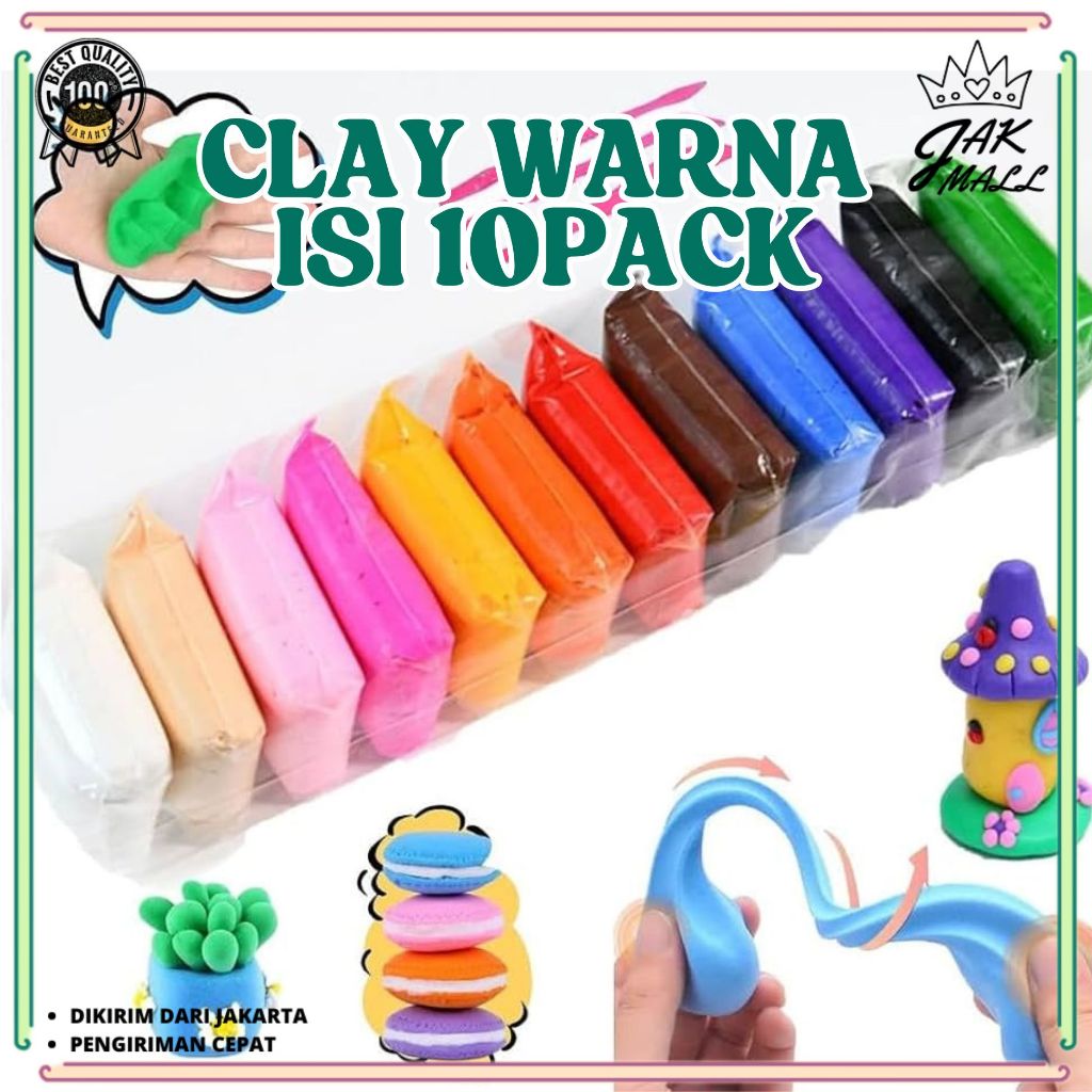 Jual (PAKET 10 SET) JM Super Light Clay Air Dry Polymer Mainan Anak ...