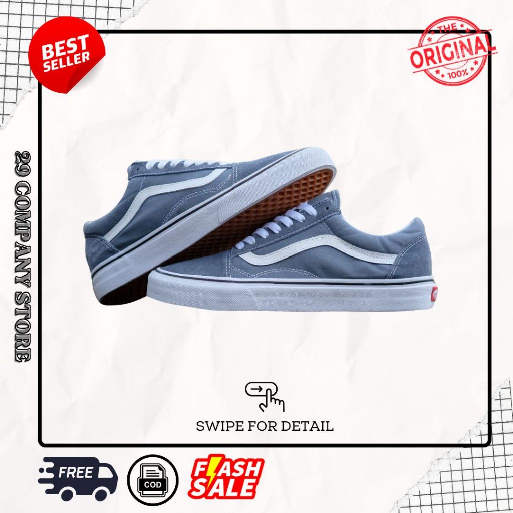 Jual Sepatu Old Skool Blue Mirage/True white | Shopee Indonesia