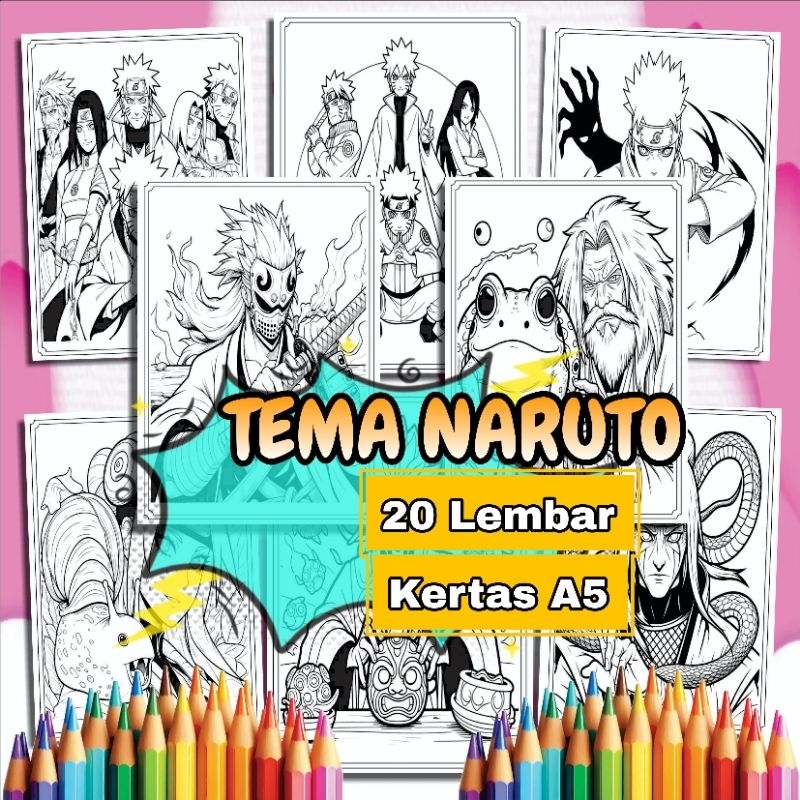 Jual 20 Lembar Kertas Mewarnai anak ( A5) - Tema NARUTO V-2 | Shopee ...