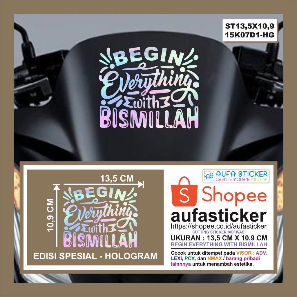 Jual STIKER BISMILLAH HOLOGRAM MULAI DENGAN BISMILLAH Cutting Sticker ...