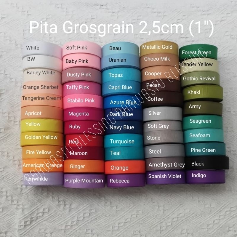Jual 20 yard Pita grosgrain pita salur pita garis 2,5cm ( 1 inchi ...