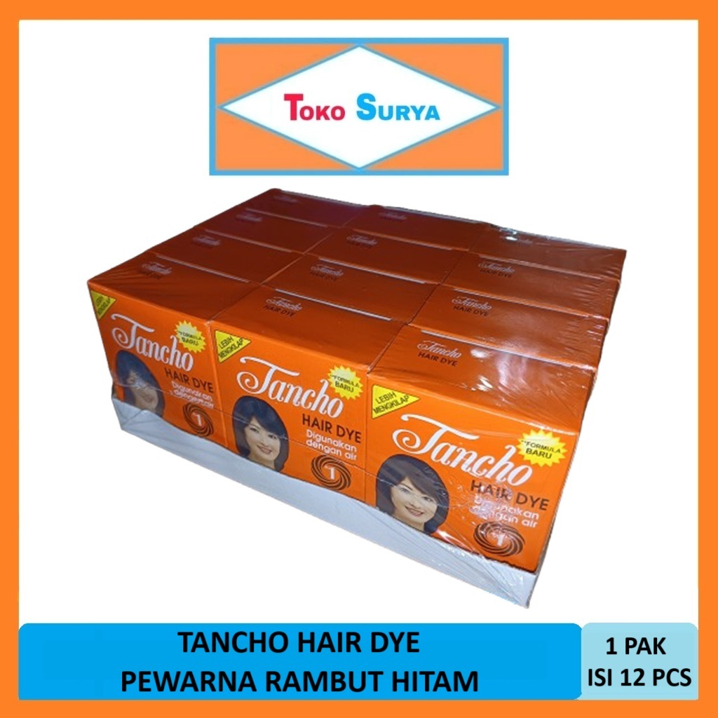 Jual Tancho Hair Dye / Pewarna Rambut Bubuk Hitam 1 Pak x 12 Pcs ...