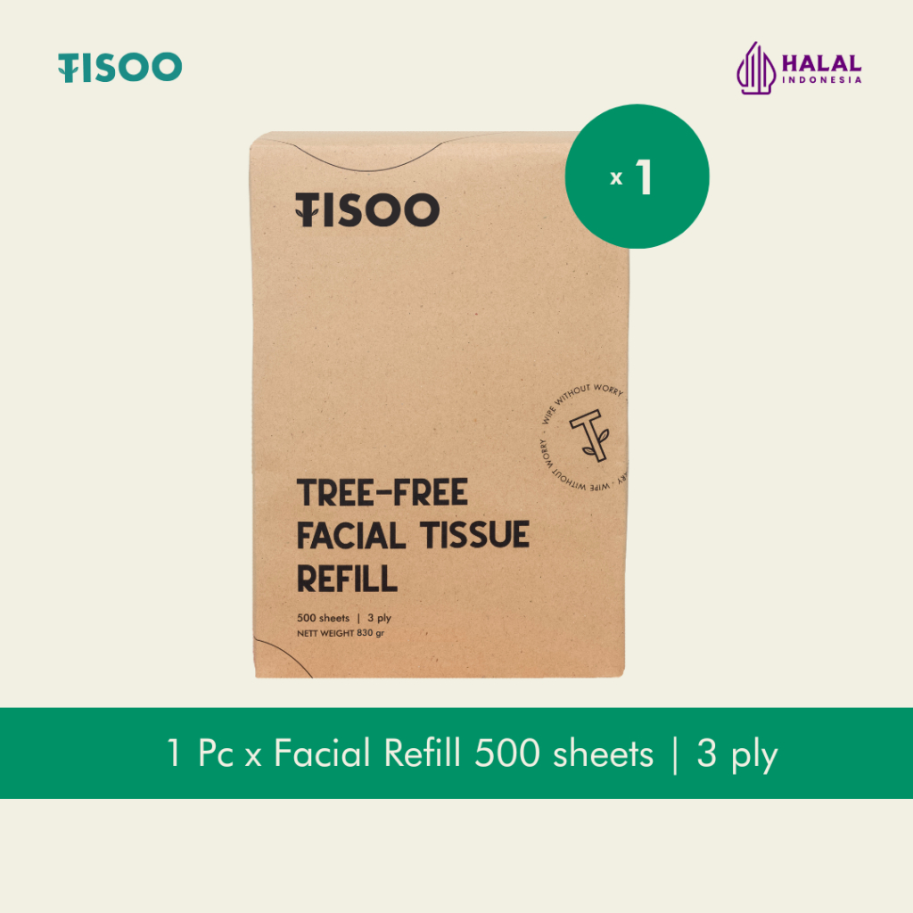 Jual TISOO Premium Bamboo Facial Tissue Refill 500s'3ply (1 Pack) Tisu ...