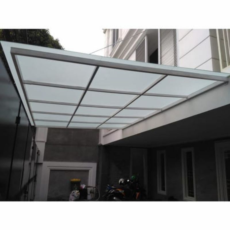 Jual KANOPI BAJA RINGAN MINIMALIS KACA TEMPERED 8MM | Shopee Indonesia