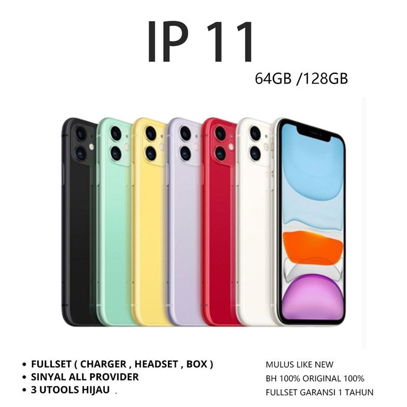 Jual HP11 IPHONE 11 64GB/128GB SECOND LIKE NEW MULUS IP11 TERBARU ORIORIGINAL 100% MULUS NORMAL ...