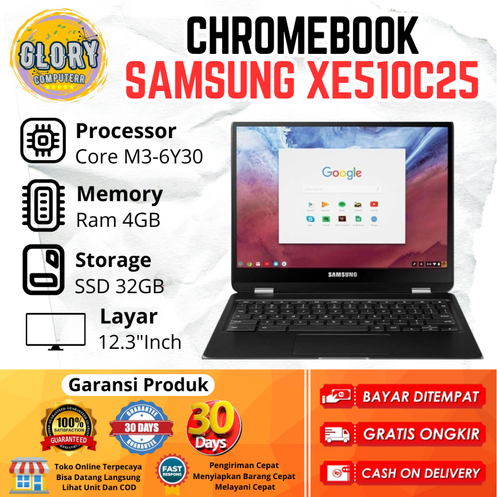 Jual Chromebook Samsung XE510C25 M3-6Y30 Ram 4GB SSD 32GB, Layar 12.3 ...