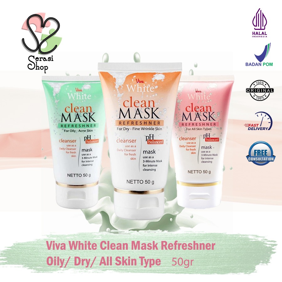 Jual Viva White Clean Mask Refreshner Face Cleanser for all skin ...