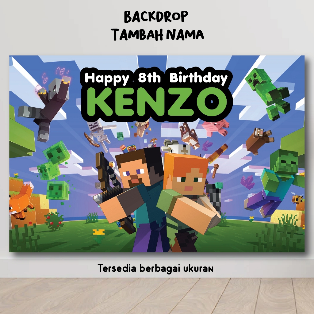 Jual BACKDROP MINECRAFT BIRTHDAY DECORATION BACKGROUND BANNER WALLPAPER ...