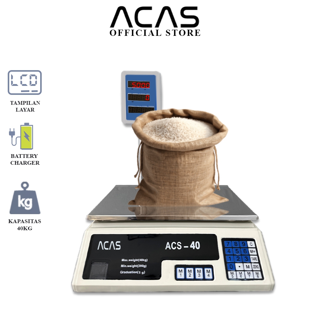 Jual ACAS - D 40Kg Timbangan Digital Tiang 40kg / 200gr | Shopee Indonesia