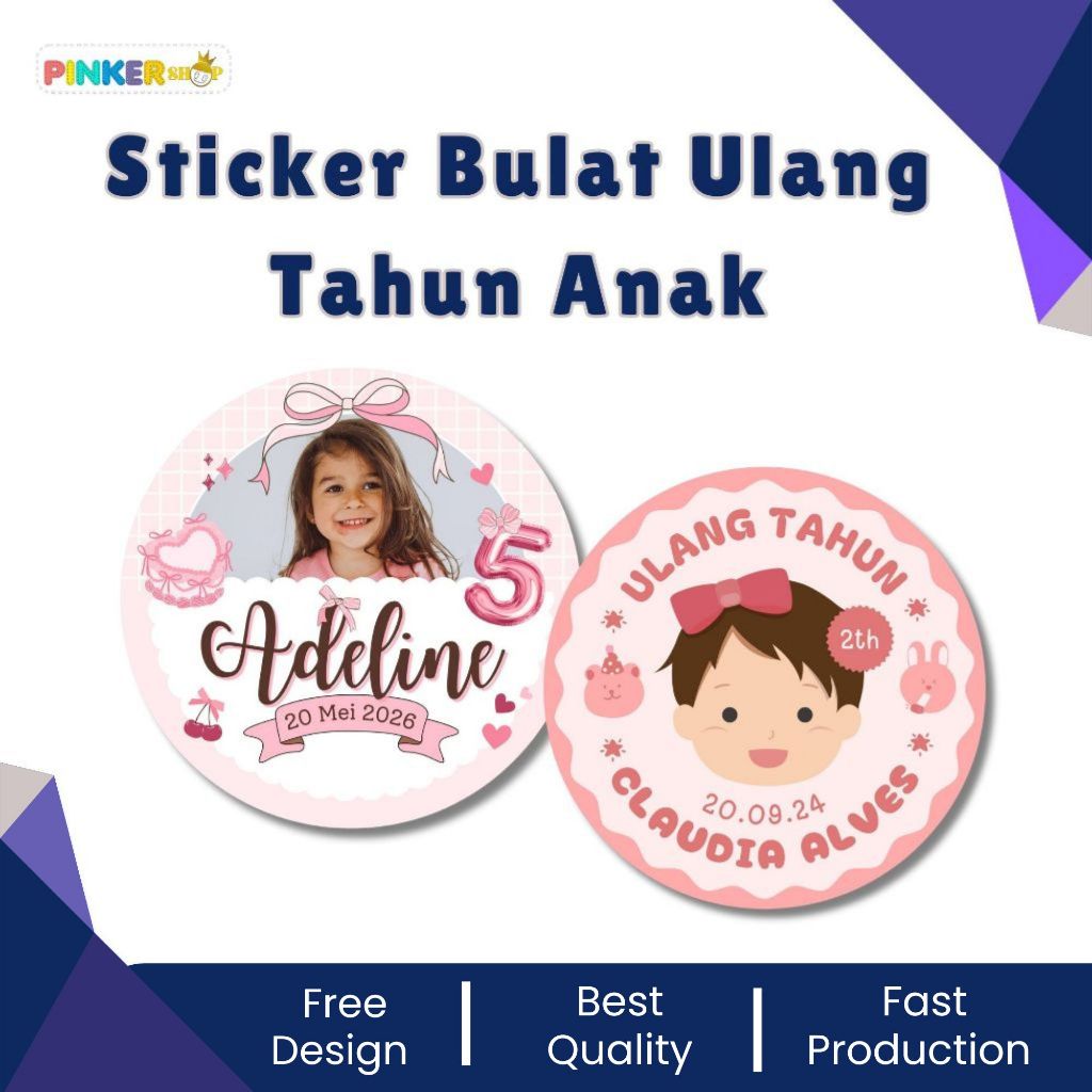 Jual Sticker Bulat Ulang Tahun Anak / Stiker Ultah / Free Design ...