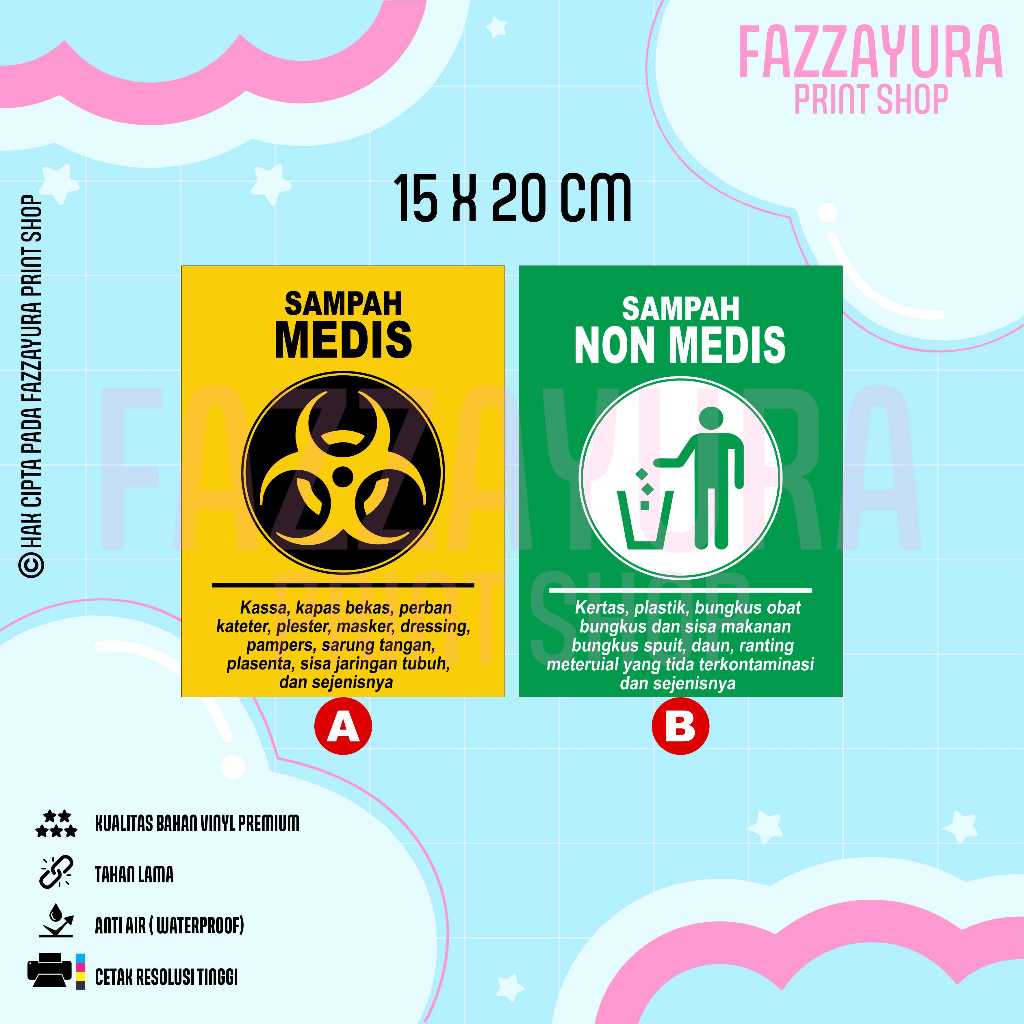 Jual STICKER TEMPAT SAMPAH MEDIS DAN SAMPAH NON MEDIS 15 X 20 CM ...