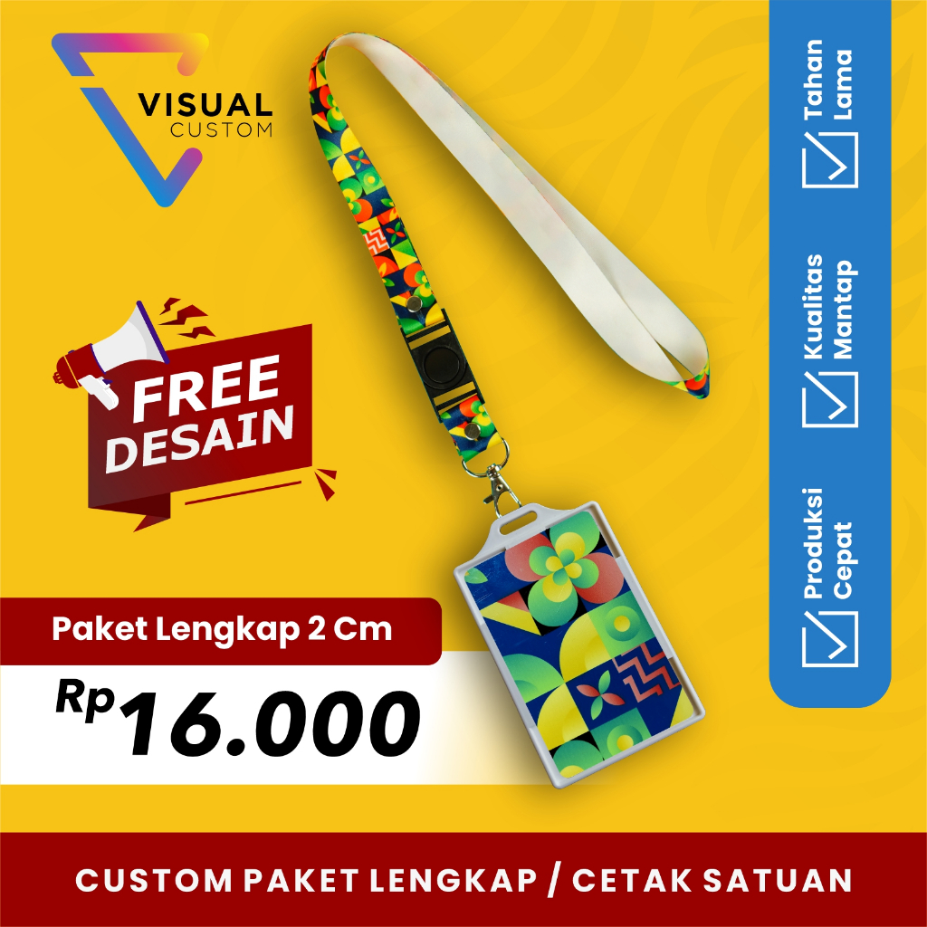 Jual PAKET LENGKAP 2 CM SATU SISI + ID CARD PVC + FRAME / CETAK LANYARD ...