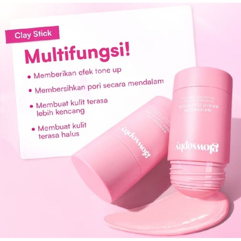 Jual Glowsophy Watermelon Bright Clay Stik Masker Wajah Glowing isi 40 g | Shopee Indonesia