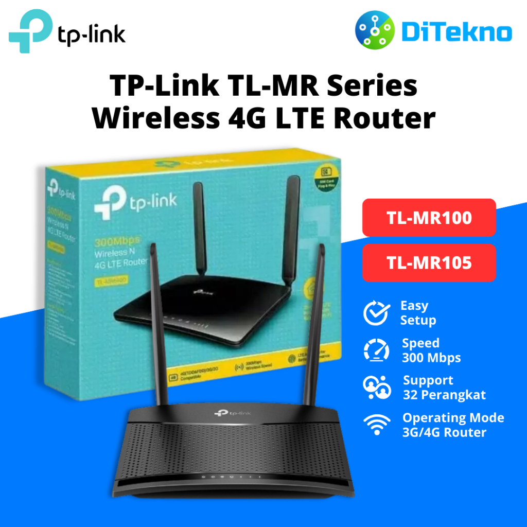 Jual TP-Link TL-MR100 TL-MR105 300Mbps Wireless 4G LTE Router | Shopee ...