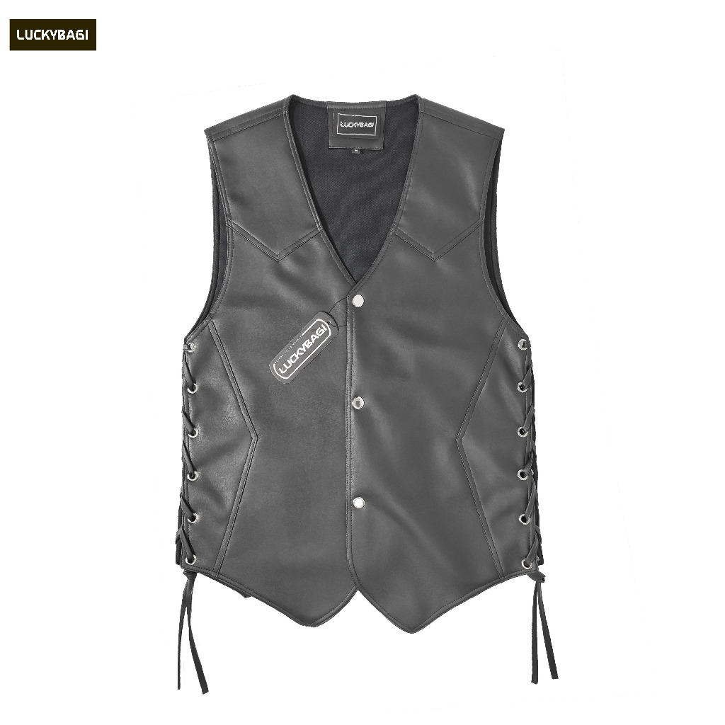 Jual Luckybagi Vest Faux leather Rompi Kulit Pria Vest Koboy Rompi Pria ...