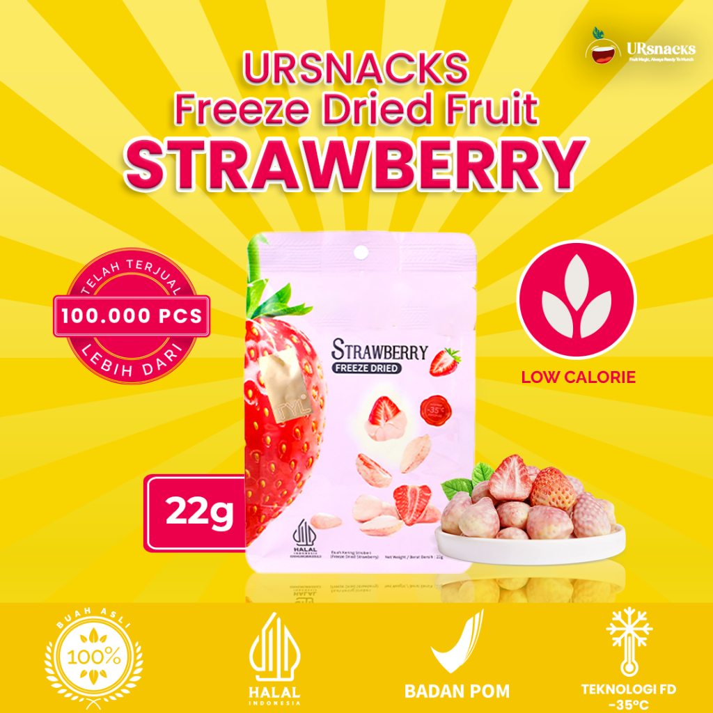 Jual URSNACKS Freeze Dried Strawberry - Snack Keripik Buah Stroberi 22gr | Shopee Indonesia