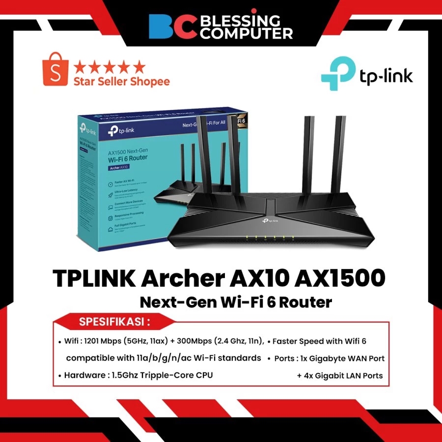 Jual TPLINK Archer AX10 AX1500 Next-Gen Wi-Fi 6 Router | Shopee Indonesia