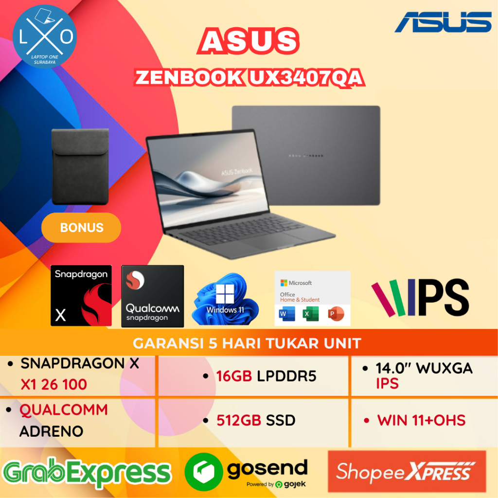 Jual ASUS ZENBOOK A14 UX3407QA SNAPDRAGON X PLUS X126100 16GB 512GB W11 ...
