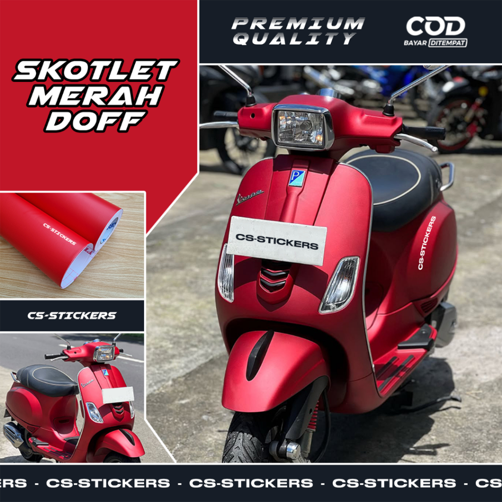Jual Stiker Skotlet Motor Merah Doff Red Light Blood Dop Matte Premium ...