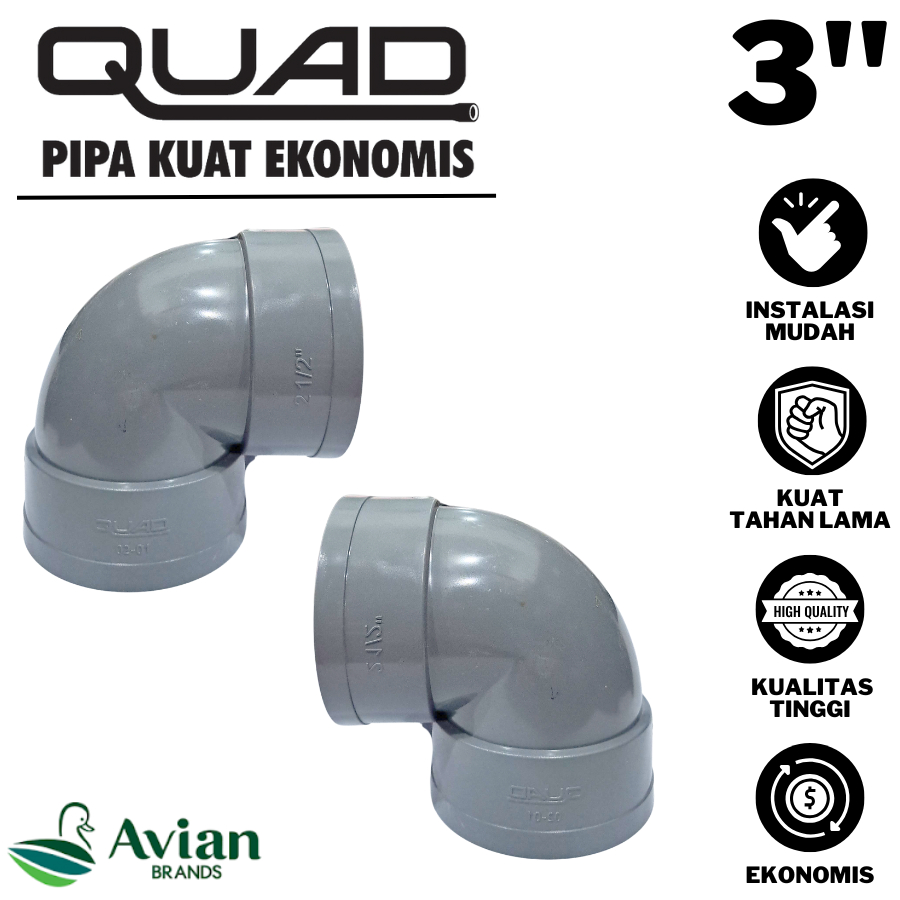 Jual QUAD KENI 3 D INCH QUAD KNEE 3 D INCH SAMBUNGAN ELBOW 3 INCH QUAD ...