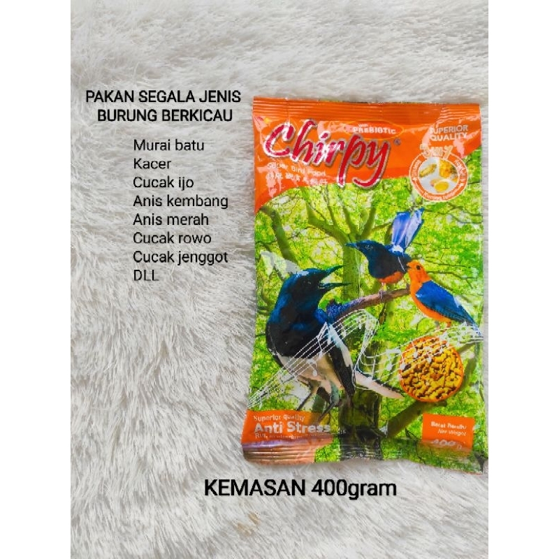 Jual Chirpy voer burung berkicau kemasan 400gram / Pur burung chirpy ...