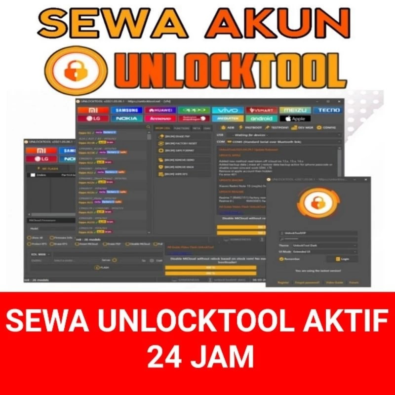 Jual sewa rental akun unlocktool 6 jam garansi full support 24 jam ...