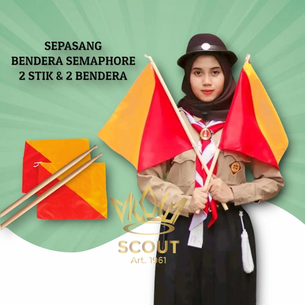 Jual Sepasang(2 bendera + 2 tongkat) Bendera Semapur Semaphore Bendera ...