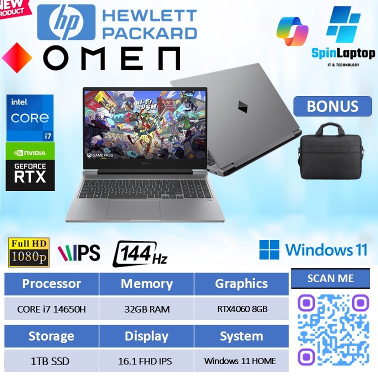 Jual HP Omen Gaming RTX 4060 8GB / Laptop I7 -14650H Ram 32GB 1TB Layar ...