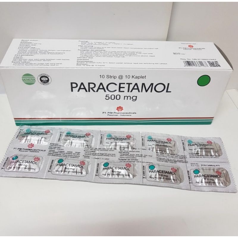 Jual PARACETAMOL PIM 500MG DEMAM / SAKIT GIGI / MERIANG / Paracetamol 1 ...