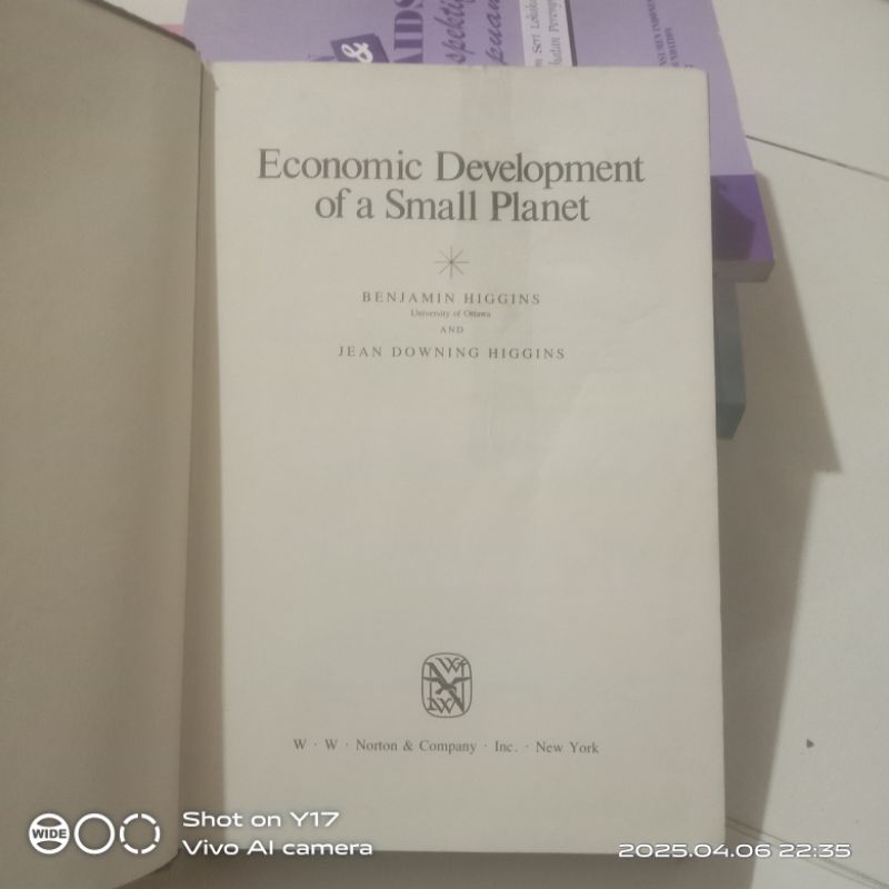Jual BUKU ECONOMIC DEVELOPMENT OF A SMALL PLANET BY BENJAMIN HIGGINS ...