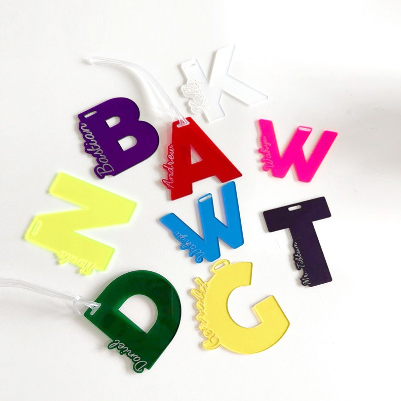 Jual TANPA PO PERSONALIZED SIMPLE INITIAL BAGTAG AKRILIK TRANSPARANT ...