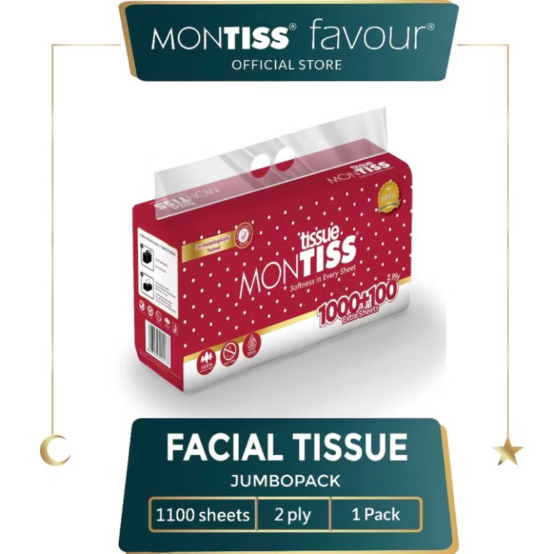 Jual Montiss Facial Tissue 1100 Sheets – 2 ply (1 pack) | Shopee Indonesia
