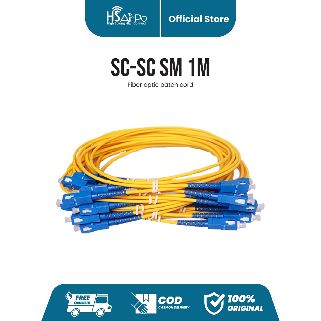 Jual HSAirPo Kabel Fiber Optic Patch Cord Warna Kuning 1M Patch Cord Single Mode SC-UPC 10 Pcs ...