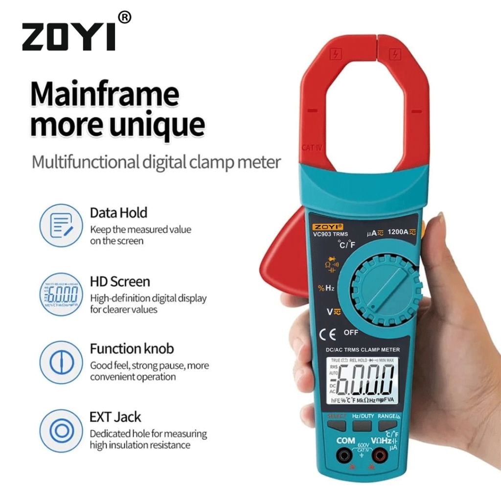 Jual Zoyi VC903 Auto Range Clamp Meter Tang Amper Digital Tang Ampere AC DC | Shopee Indonesia