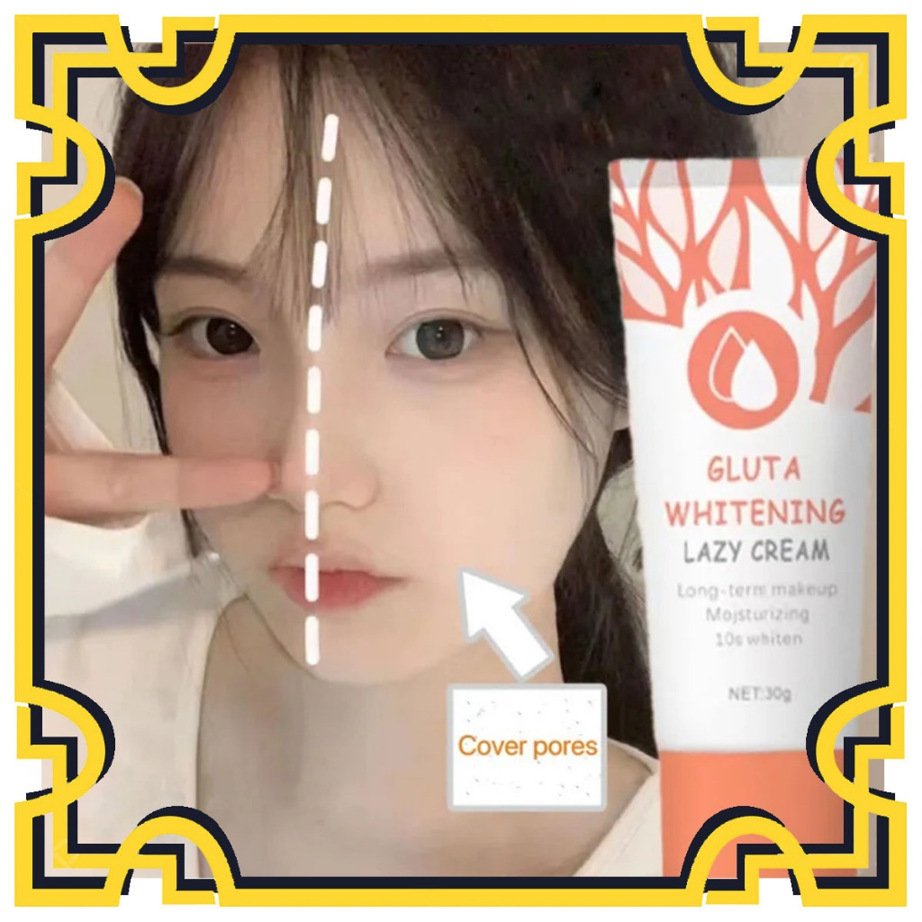 Jual HS GLUTA WHITENING LAZY CREAM LONG TERM MAKEUP MOISTURIZING 30GRAM ...
