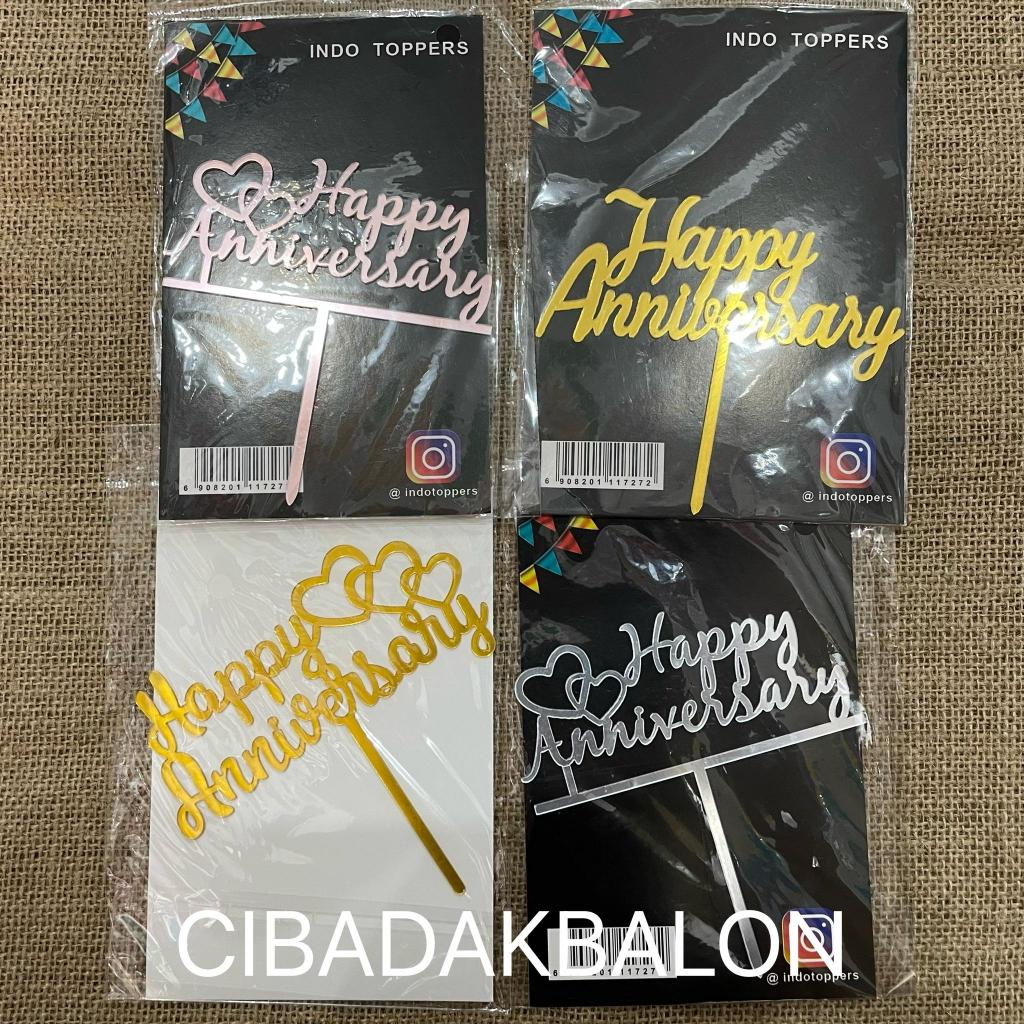 Jual Cake Topper Happy Anniversary / Toper Aniversary / Hiasan Kue ...