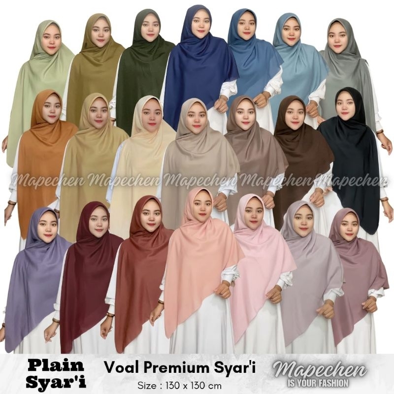 Jual Hijab Syar'i Polos 130x130 Jilbab Jumbo Segiempat Voal Premium Laser Cut | Shopee Indonesia